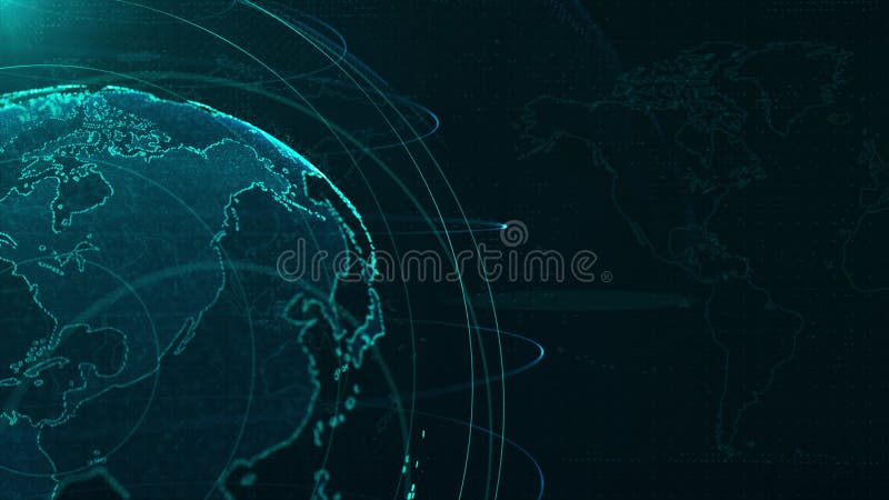 Communication Technology Global World Network. Futuristic Earth Global ...