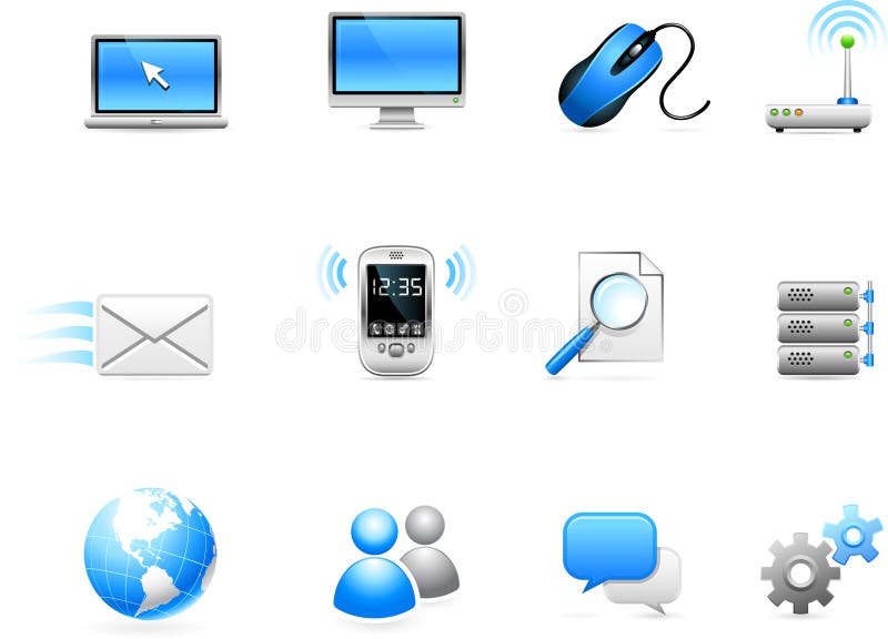 Communication Technology Icon Collection Stock Vector - Illustration of ...