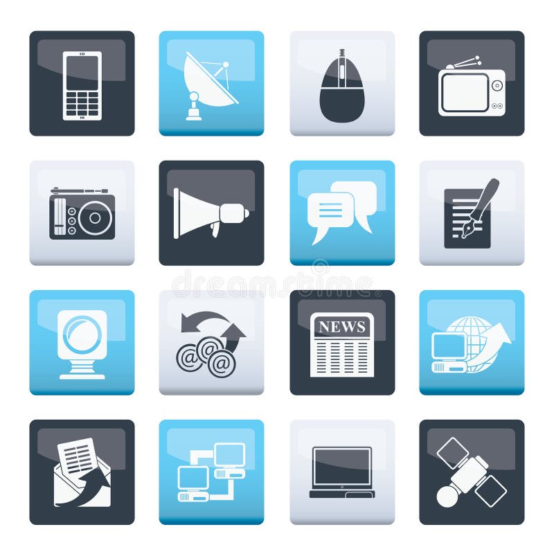 Communication and Technology Icons Over Color Background Stock Vector ...