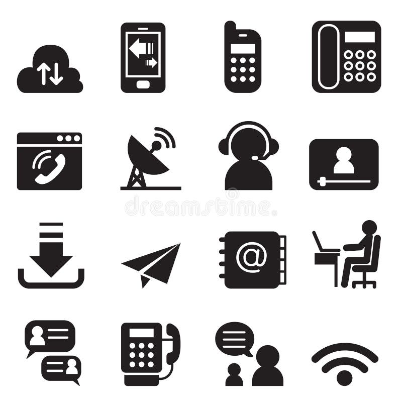 Communication Technology Pictogram Icons Set Stock Vector ...