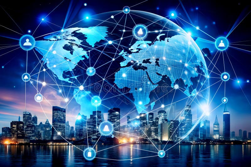 Communication Technology and Internet Worldwide for Business Concept ...