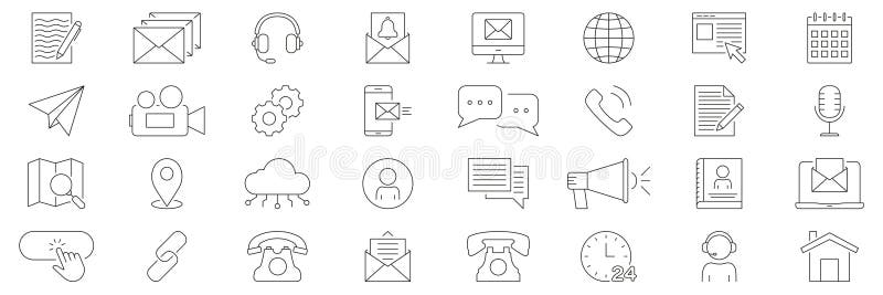 Communication and Technology Line Icon Set. Digital Communication and ...