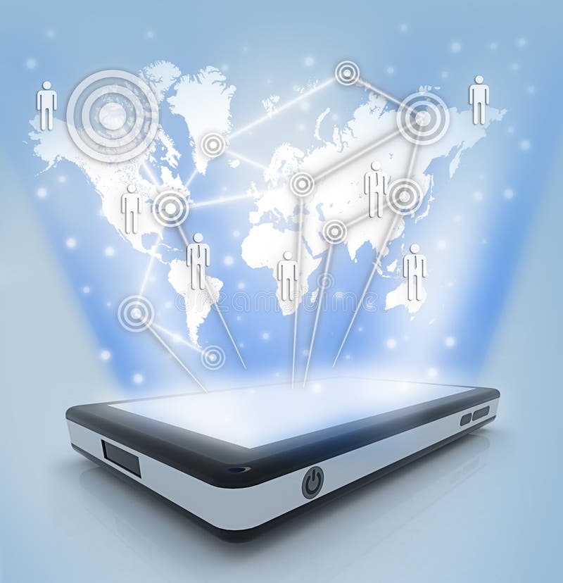 Communication Technology With Mobile Phone Stock Illustration ...