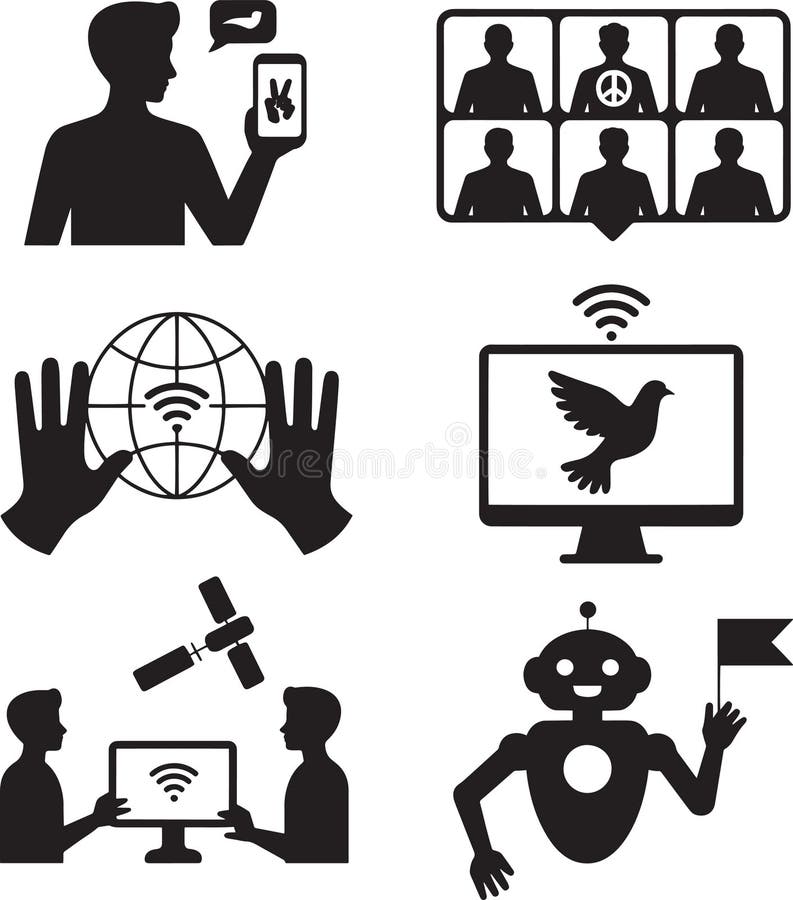 Communication Technology Silhouette Collection Connecting Globally with ...