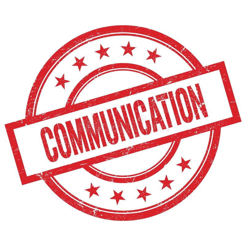 COMMUNICATION Text Written on Red Vintage Round Stamp Stock ...
