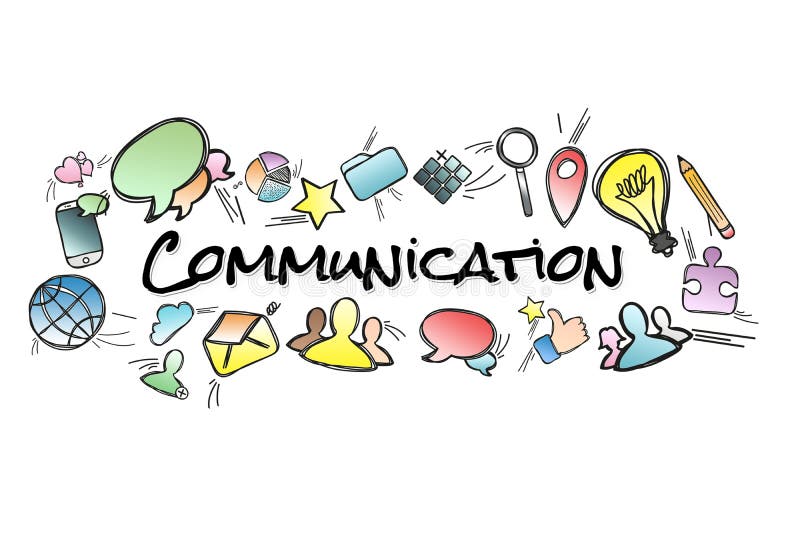 Communication Title Isolated on a Background and Surounded by Mu Stock ...
