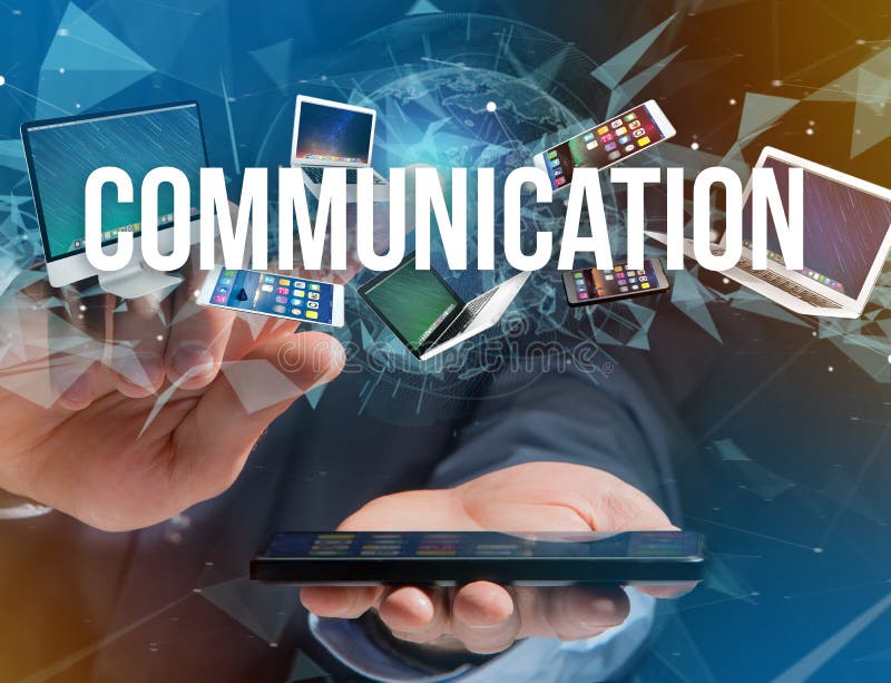 Communication Title Isolated on a Background and Surounded by Mu Stock ...