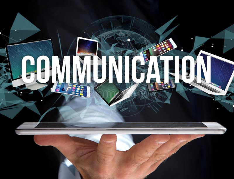 Modern Communication Technology Illustration with Mobile Phone and ...