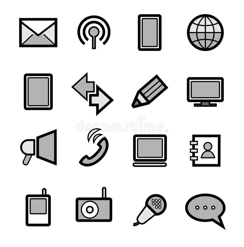 Communication Tools, Icons, Set, Gray. Stock Vector - Illustration of ...