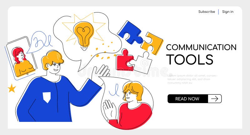 Communication Tools - Modern Colorful Flat Design Style Web Banner ...
