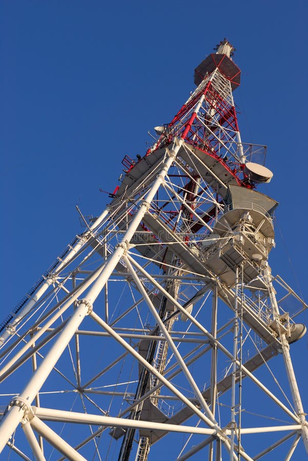 Telecommunication Tower with Panel Antennas and Radio Antennas and ...