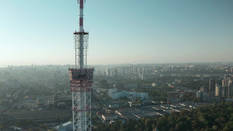 Communication Tower Aerial View. Digital Construction Mast. Tv Antenna ...
