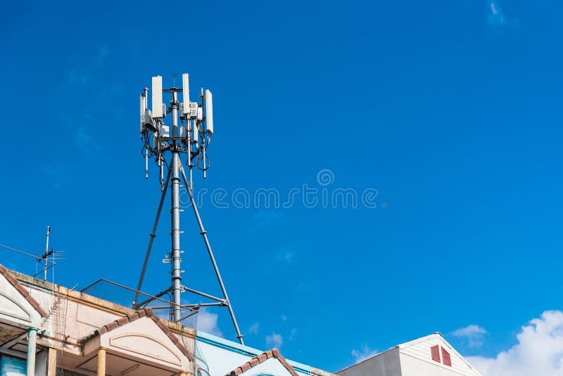 Communication Antennas Reaching the Sky Stock Image - Image of ...