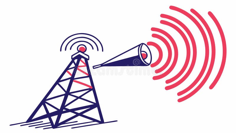 Communication Tower Emitting Sound Waves, Vector Design Generative AI Stock Vector ...