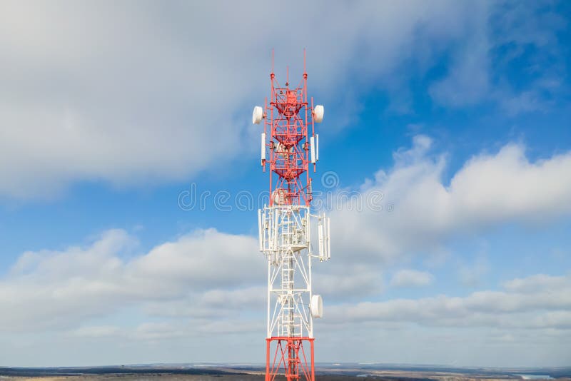 Communication Tower for 4G and 5G Telecommunication. Base Transceiver ...