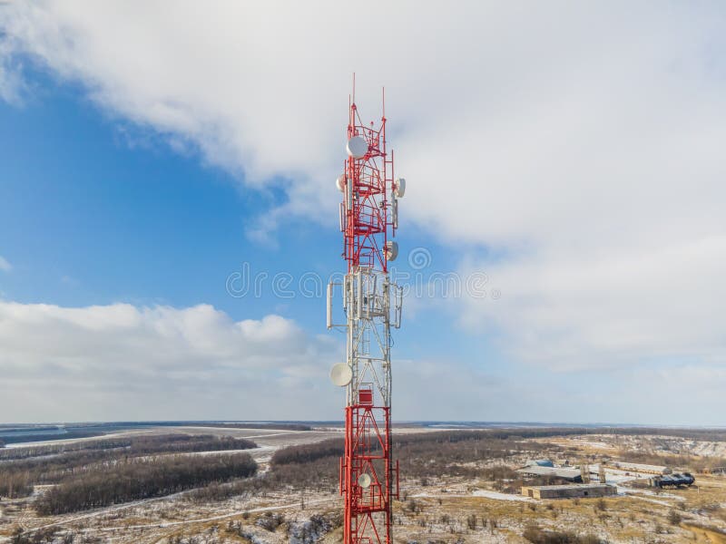 Communication Tower for 4G and 5G Telecommunication. Base Transceiver ...