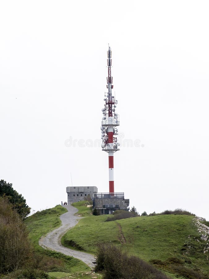 Communication Tower on a Hill with a Path Leading To it. Infrastructure ...