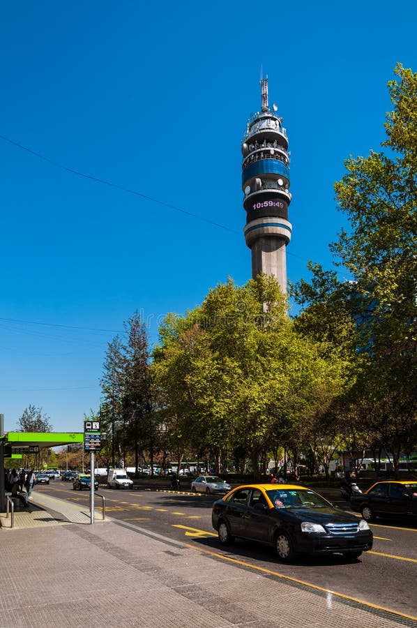 Communication Tower in Santiago De Chile Stock Photo - Image of ...