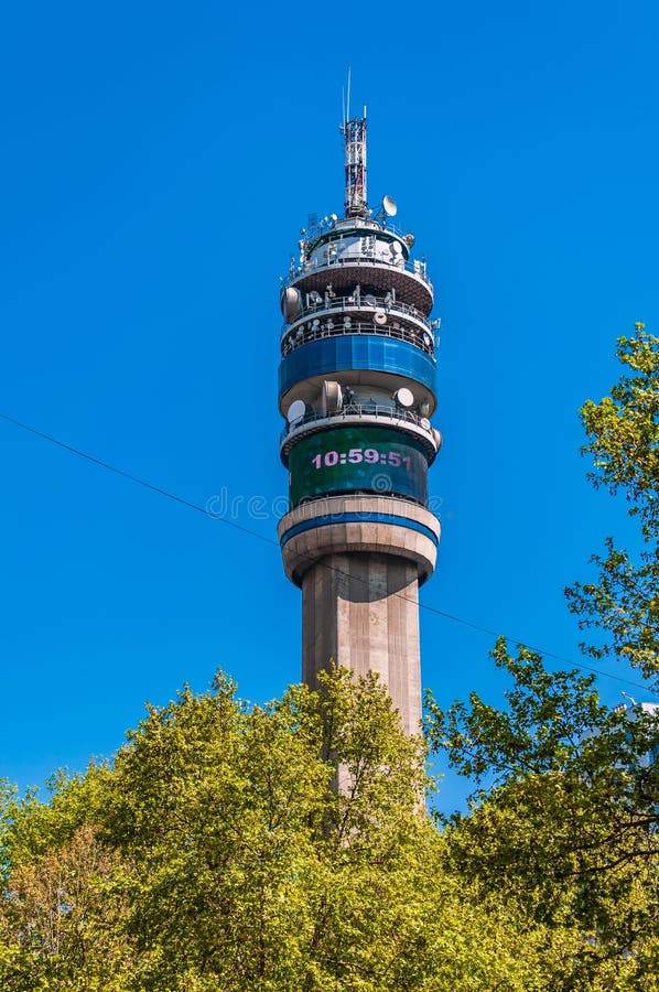 Communication Tower in Santiago De Chile Stock Image - Image of tower ...