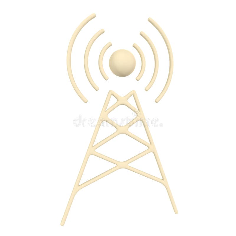 Communication Tower with Signal Waves Isolated on White Background ...