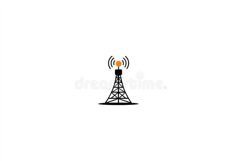 Communication Tower with Signal Waves Transmitting Information from a ...