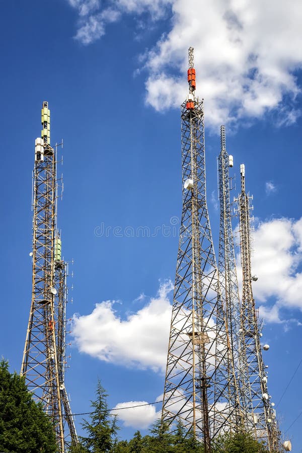 Communication Towers, Antennas and Transmitters Stock Image - Image of ...