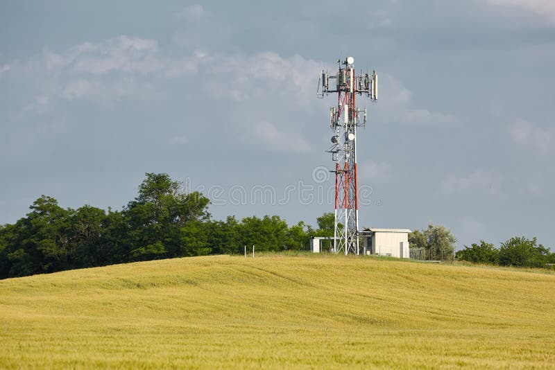 Transmitter Towers on a Hill Stock Photo - Image of field, mast: 198689278