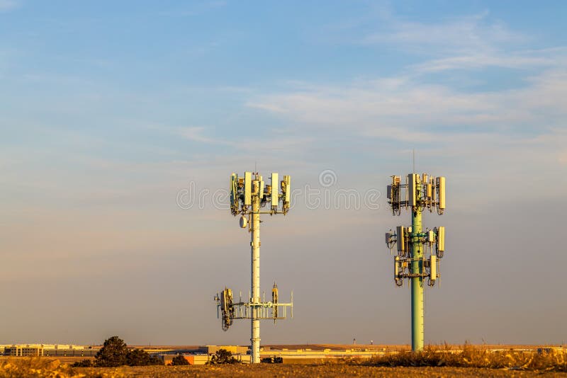 Communication Transmitter Towers with Antennas Stock Photo - Image of ...