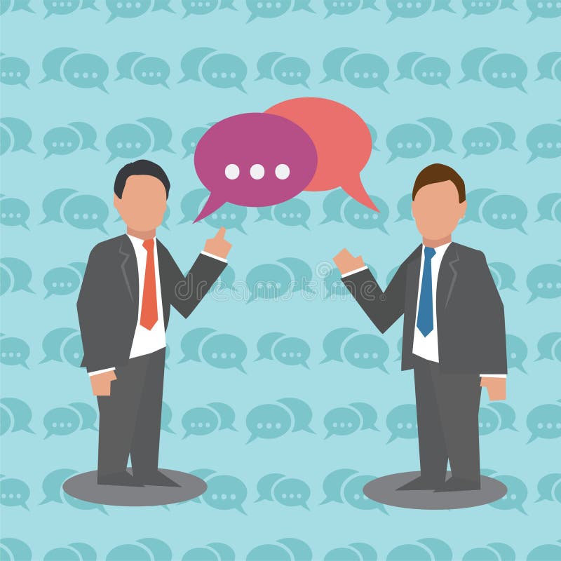 Communication Two Businessmen with Speech Bubble Stock Vector ...