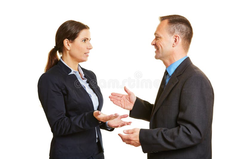 Communication with Two Talking Business People Stock Photo - Image of ...
