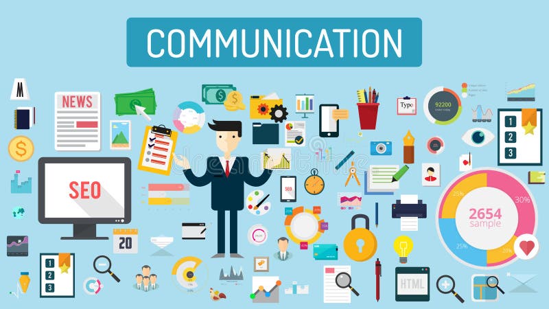 Communication Typography Design Stock Vector - Illustration of flat ...