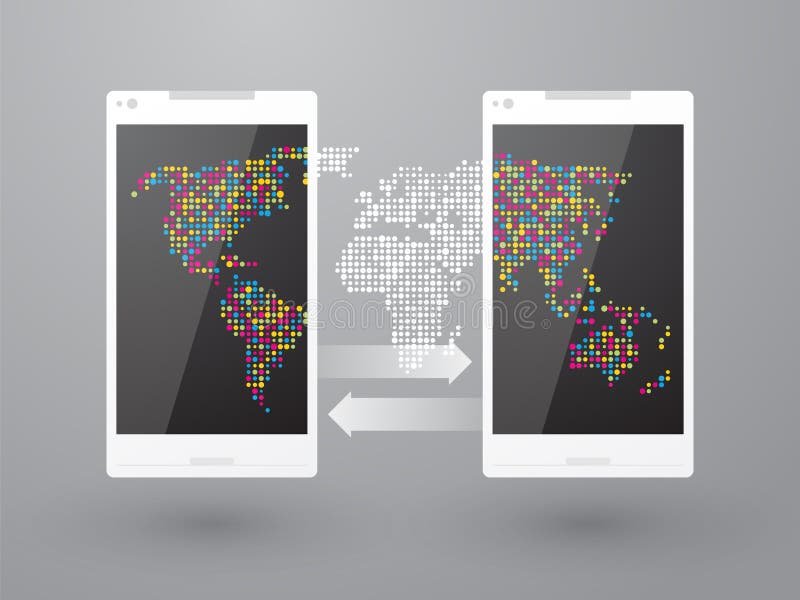 Communication between Two Mobile Phones Stock Vector - Illustration of ...