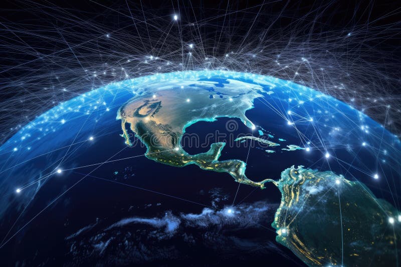 Communication between the Vast Array of Satellites. Generative AI Stock ...