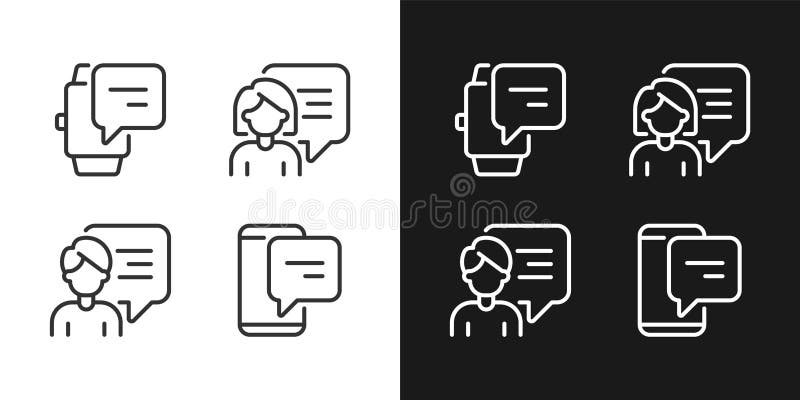 Communication Via Gadgets Pixel Perfect Linear Icons Set for Dark ...