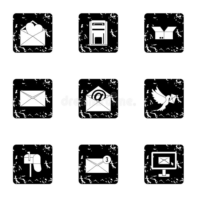 Communication Via Internet Icons Set, Grunge Style Stock Vector ...