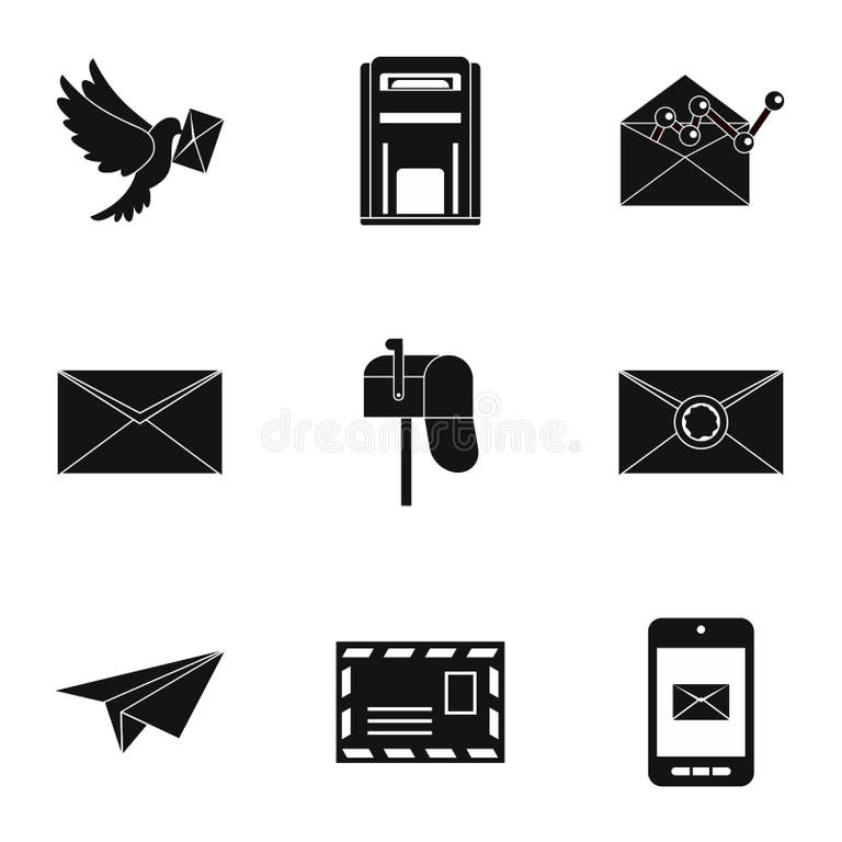 Communication Via Internet Icons Set, Simple Style Stock Vector ...