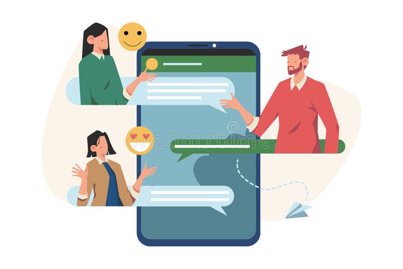 Communication Via the Internet Social Networking Group Chat Stock ...