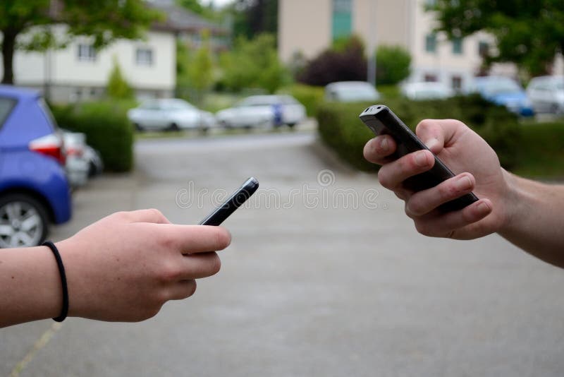 Communication Via Mobile Phone Stock Image - Image of service, short ...