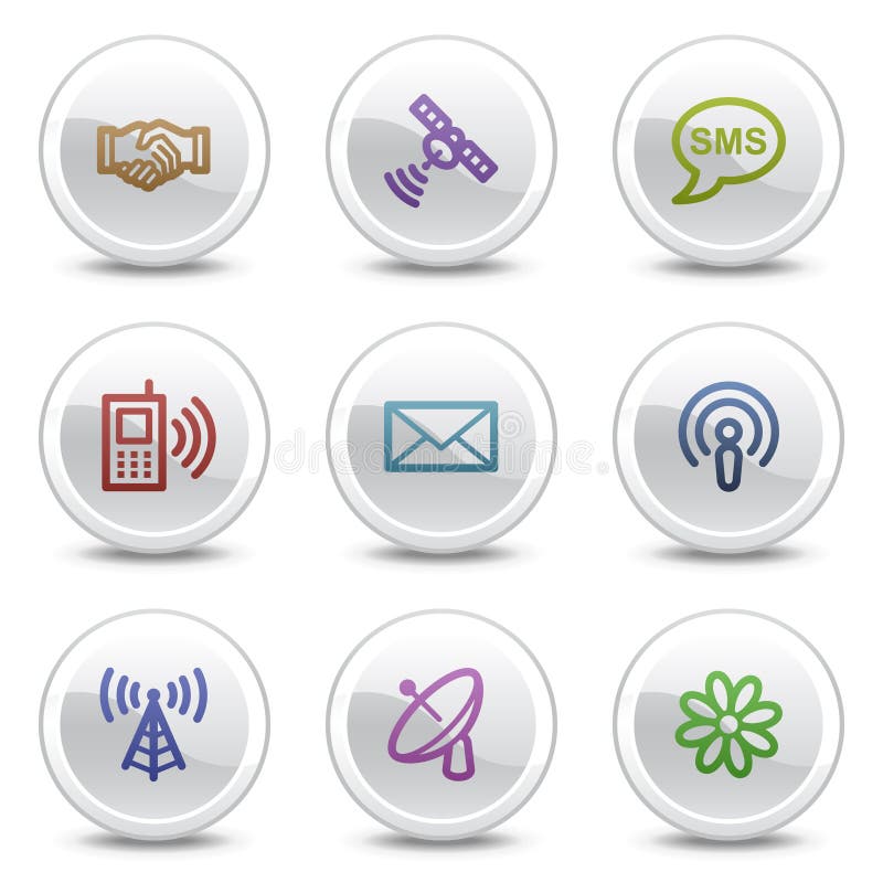 Communication Web Colour Icons, Circle Buttons Stock Vector ...