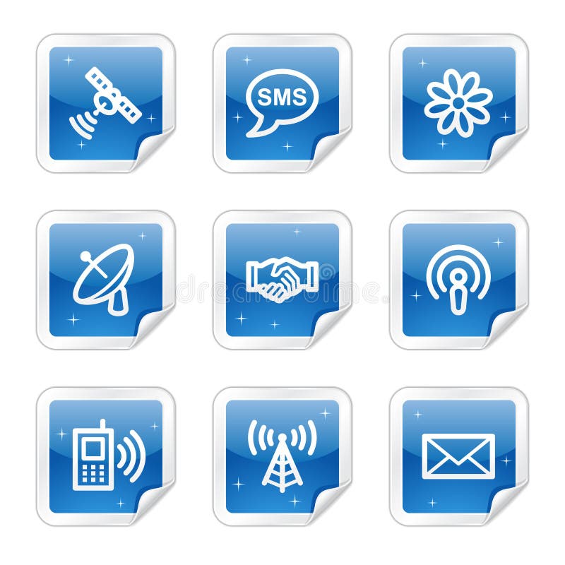 Communication Web Icons, Blue Sticker Series Stock Vector ...