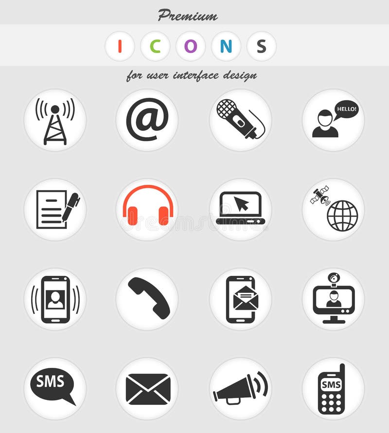 Communication icon set stock vector. Illustration of laptop - 122908442