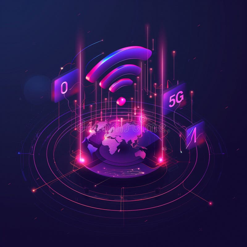 Communication Wi-fi and 5g Connection Elements.Background Stock Image ...