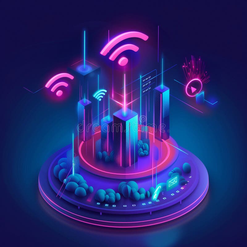 Communication Wi-fi and 5g Connection Elements.Background Stock Image ...