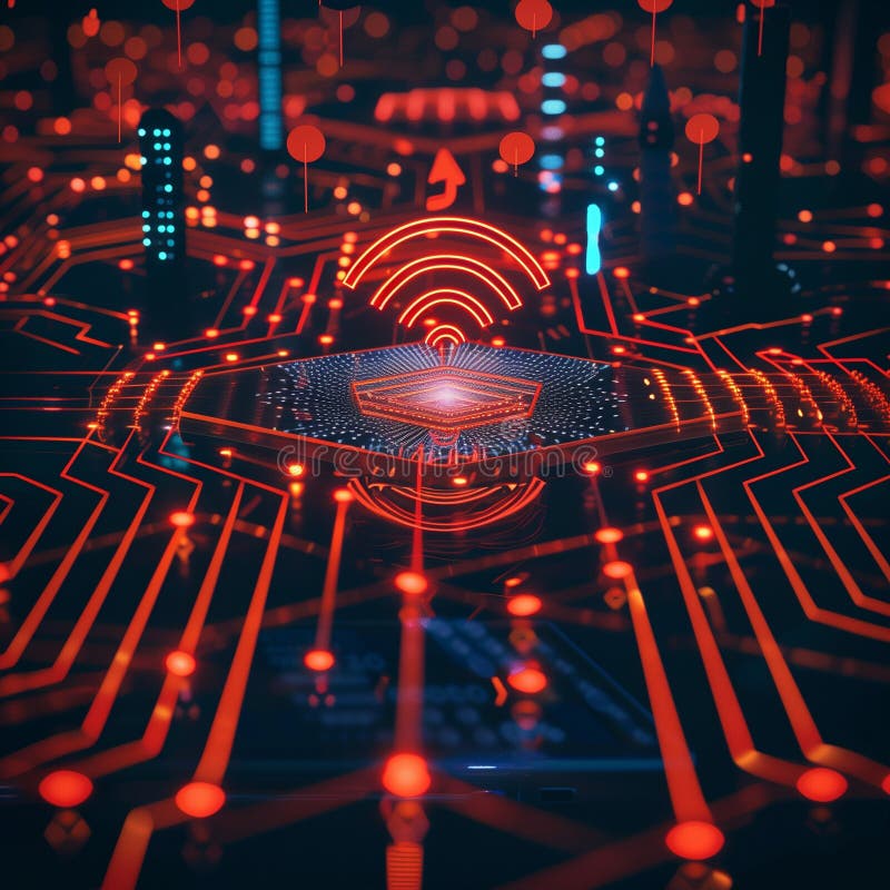 Communication Wi-fi and 5g Connection Elements.Background Stock Image ...