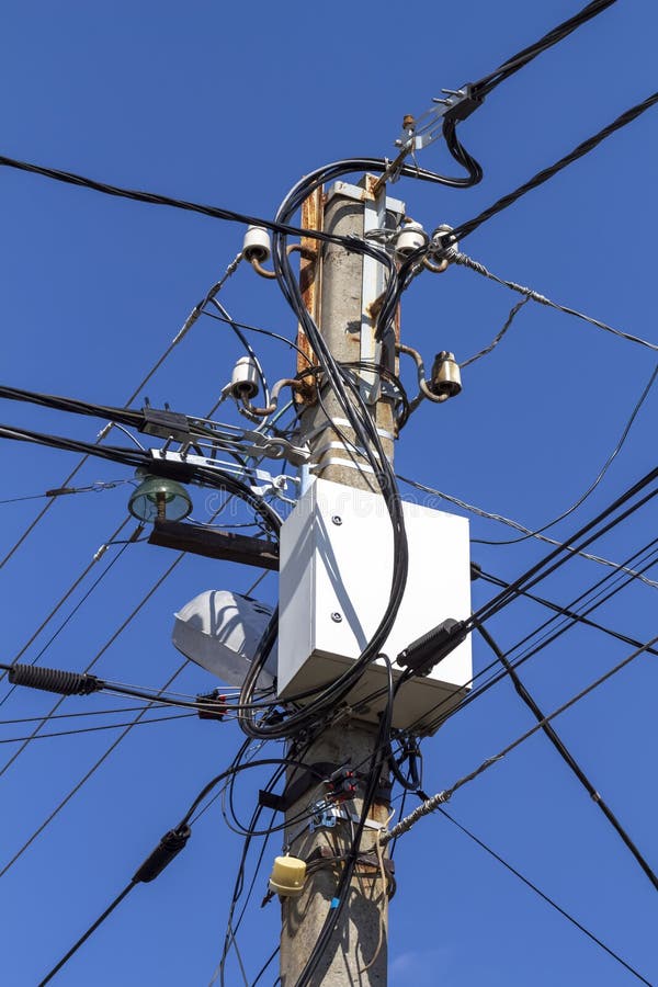 Communication Wires on a Pole Stock Photo - Image of cord, computer ...