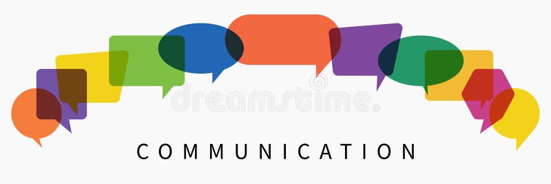 Communication. Word with Colorful Multi Colored Dialog Speech Bubbles ...