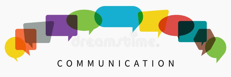 Communication. Word with Colorful Multi Colored Dialog Speech Bubbles ...