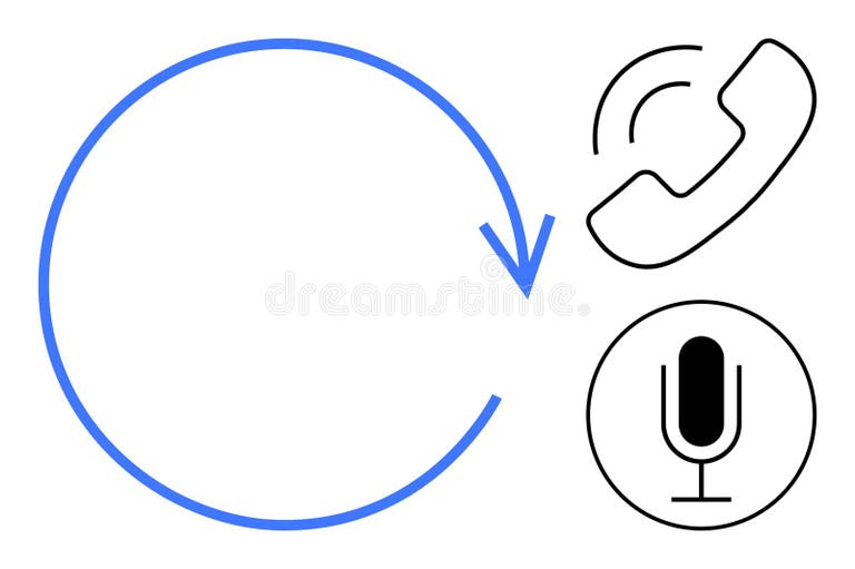 Communication Workflow with Call Icon, Voice Recording, and Circular ...