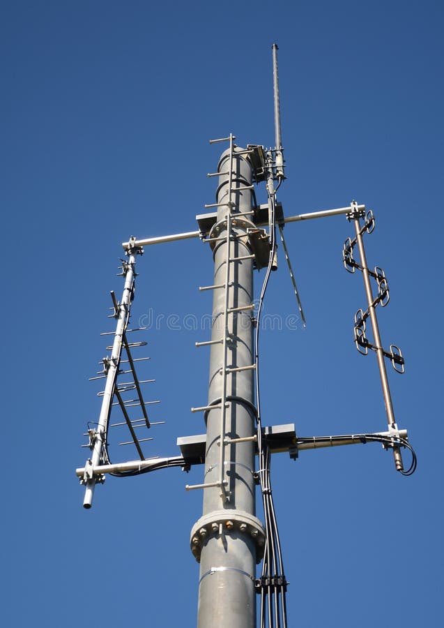 Communications Antenna on Top of a Building Stock Photo - Image of ...
