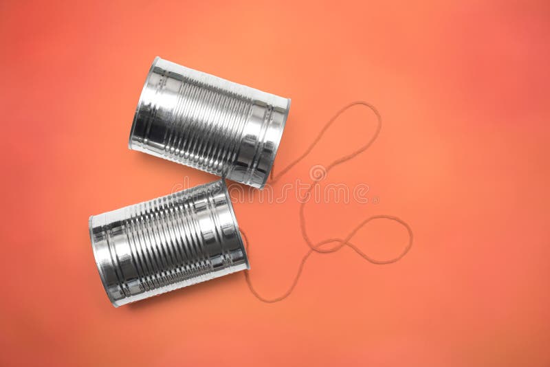 Communications and Business Calls Concept of Tin Can Telephone with ...
